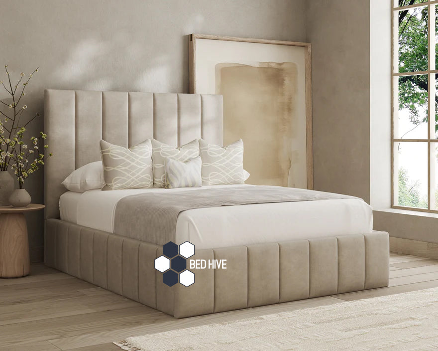 Trudy Linear Stripe Lines Bed Frame With Optional Storage